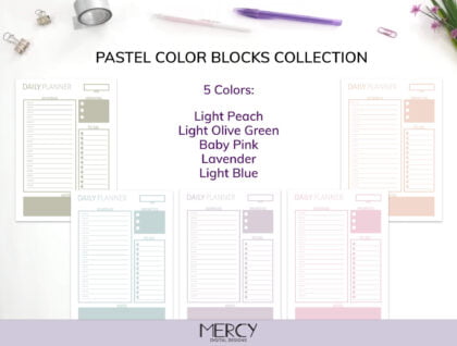Pastel Daily Planner Printable, A4 and Letter • Mercy Digital Designs