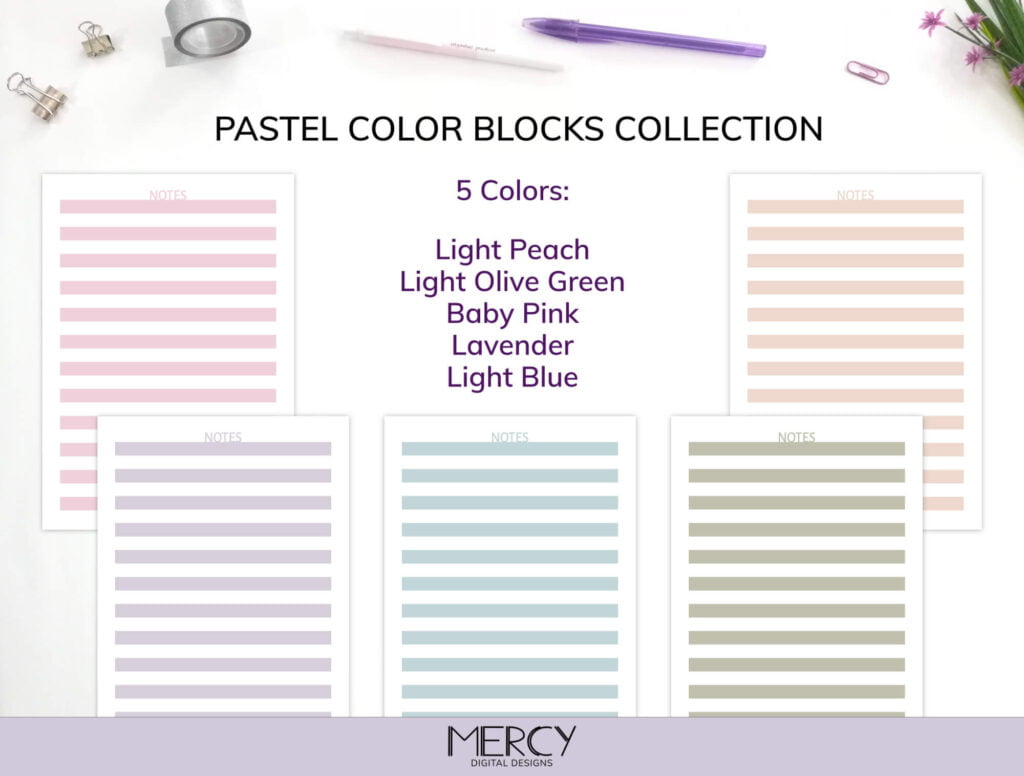 Pastel Lined Notes Page Printable, A4 and US Letter • MDD