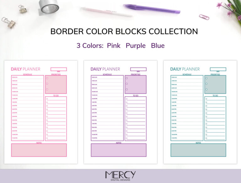 Printable A6 Daily Planner Cute • Mercy Digital Designs