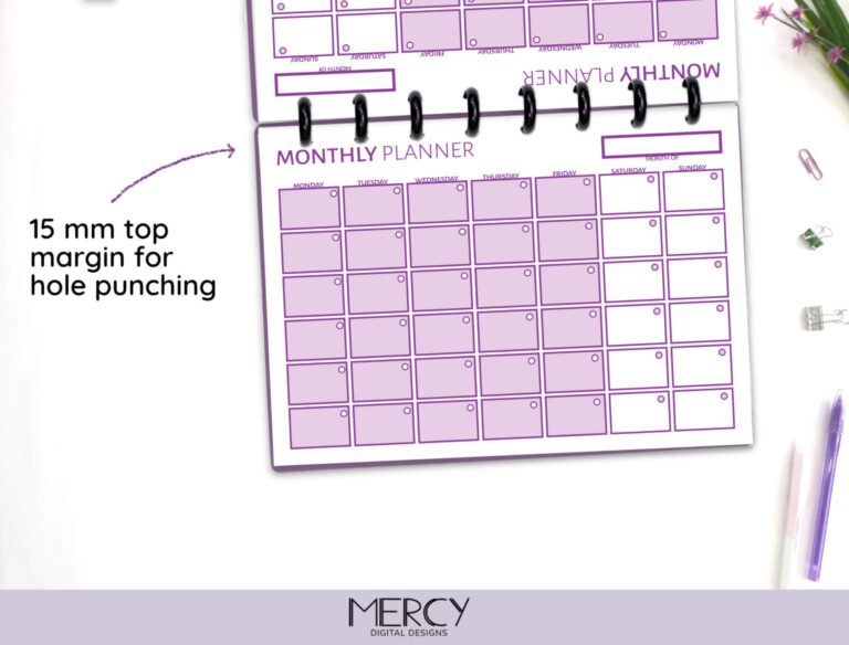 Cute Monthly Planner Printable, A4 and US Letter • MDD