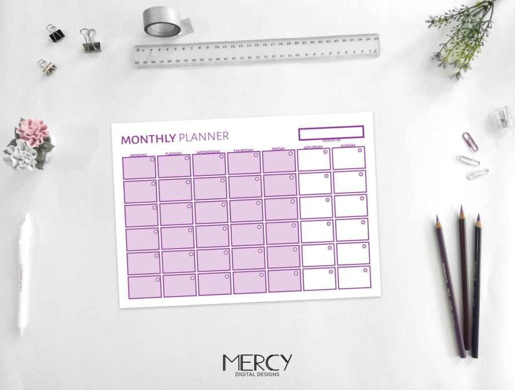 Cute Monthly Planner Printable, A4 and US Letter • MDD