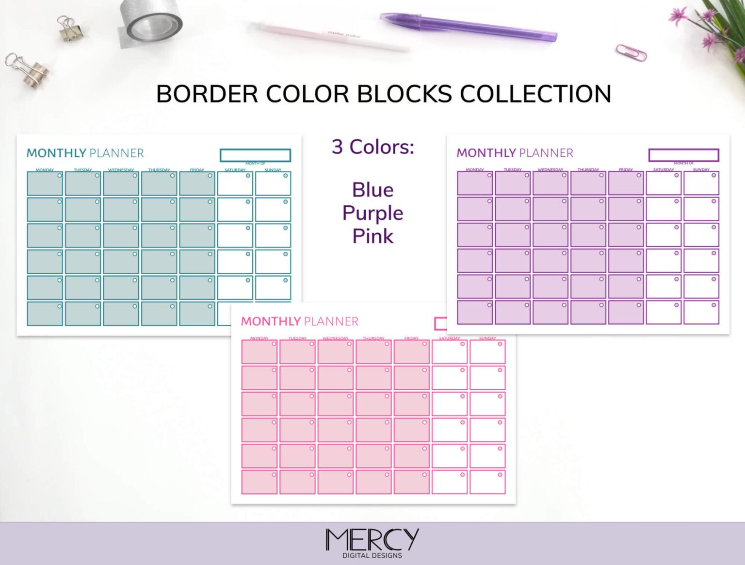 Cute Monthly Planner Printable, A4 and US Letter • MDD