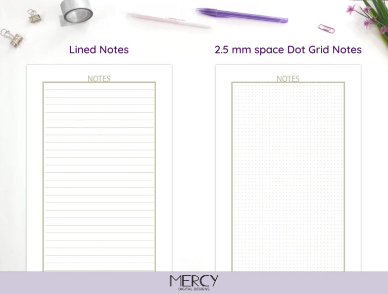 Half Printable Notes Page Pastel Set • Mercy Digital Designs