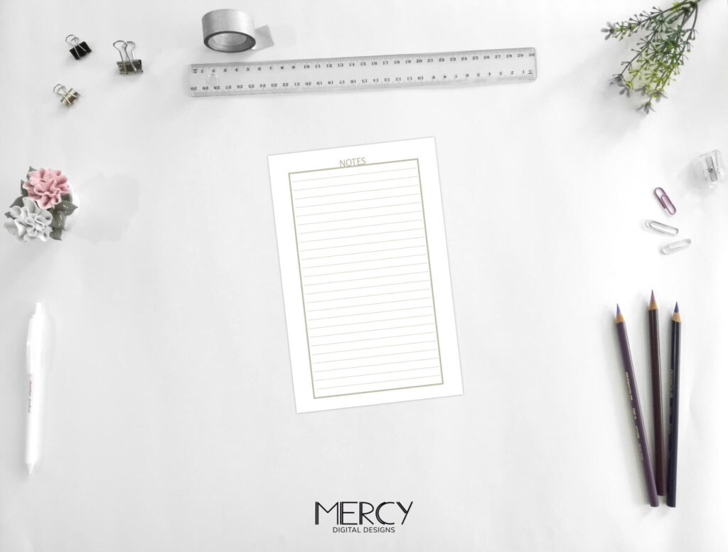 Half Printable Notes Page Pastel Set • Mercy Digital Designs