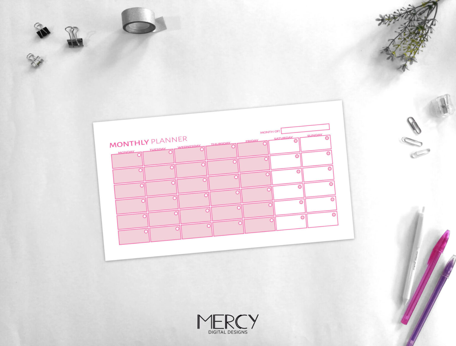 Printable Personal Monthly Planner Cute Set • MDD