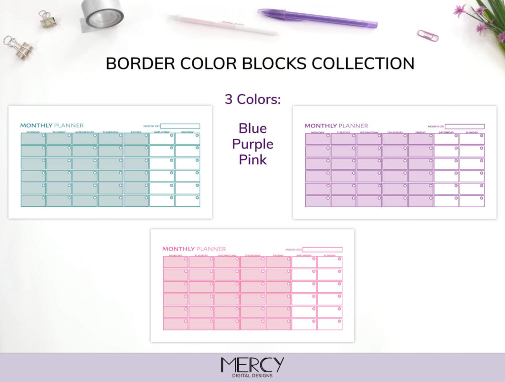 Printable Personal Monthly Planner Cute Set • MDD