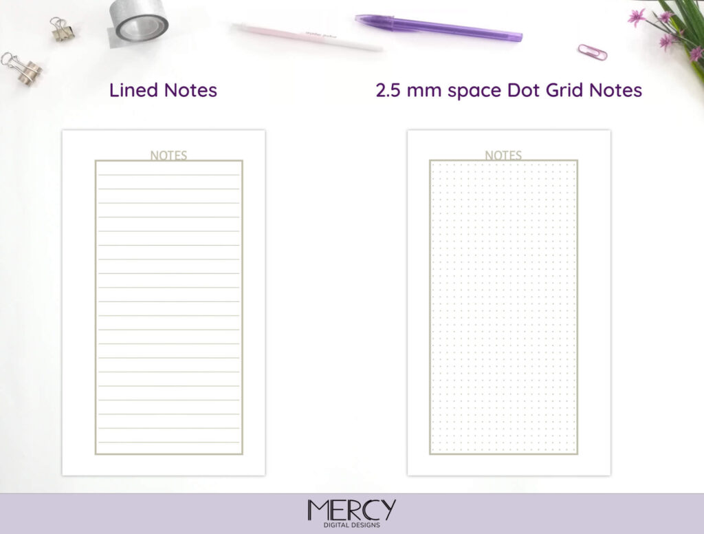 Personal Printable Notes Page Pastel Set • Mercy Digital Designs