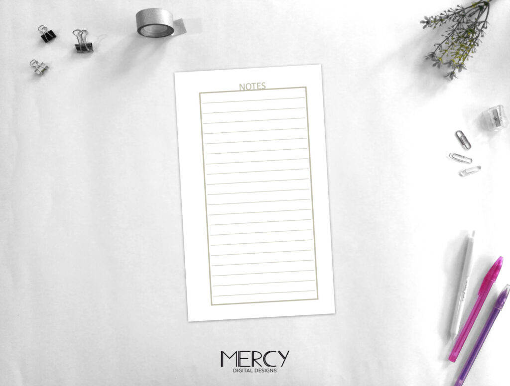 Personal Printable Notes Page Pastel Set • Mercy Digital Designs