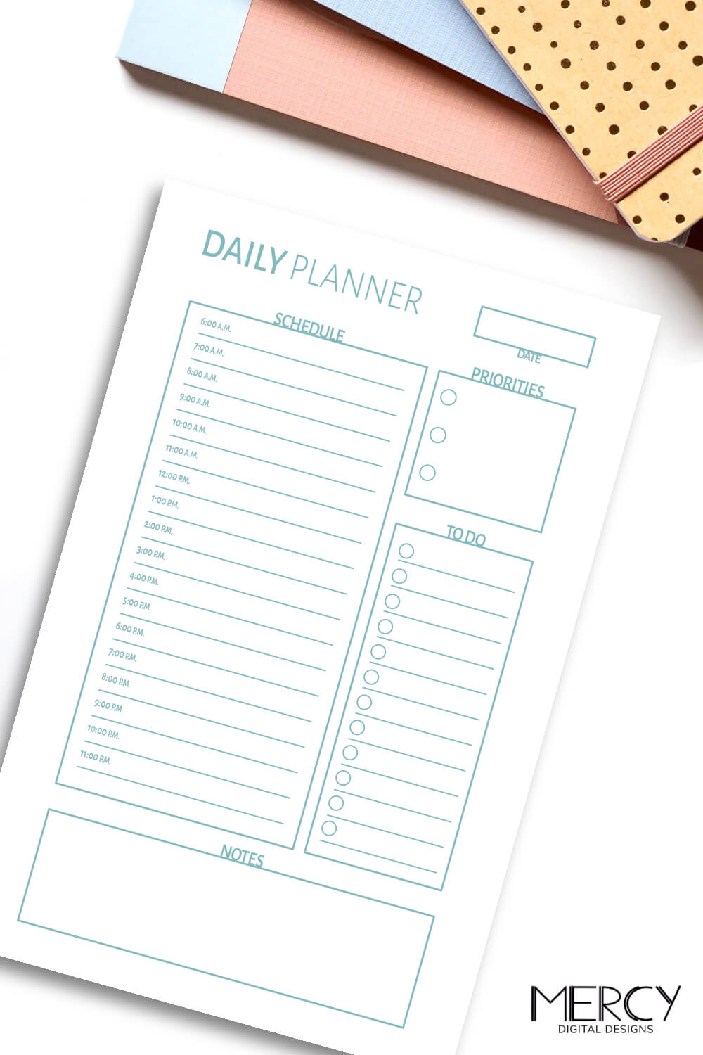 Free Printable Daily Hourly Planner (Blue) • Mercy Digital Designs