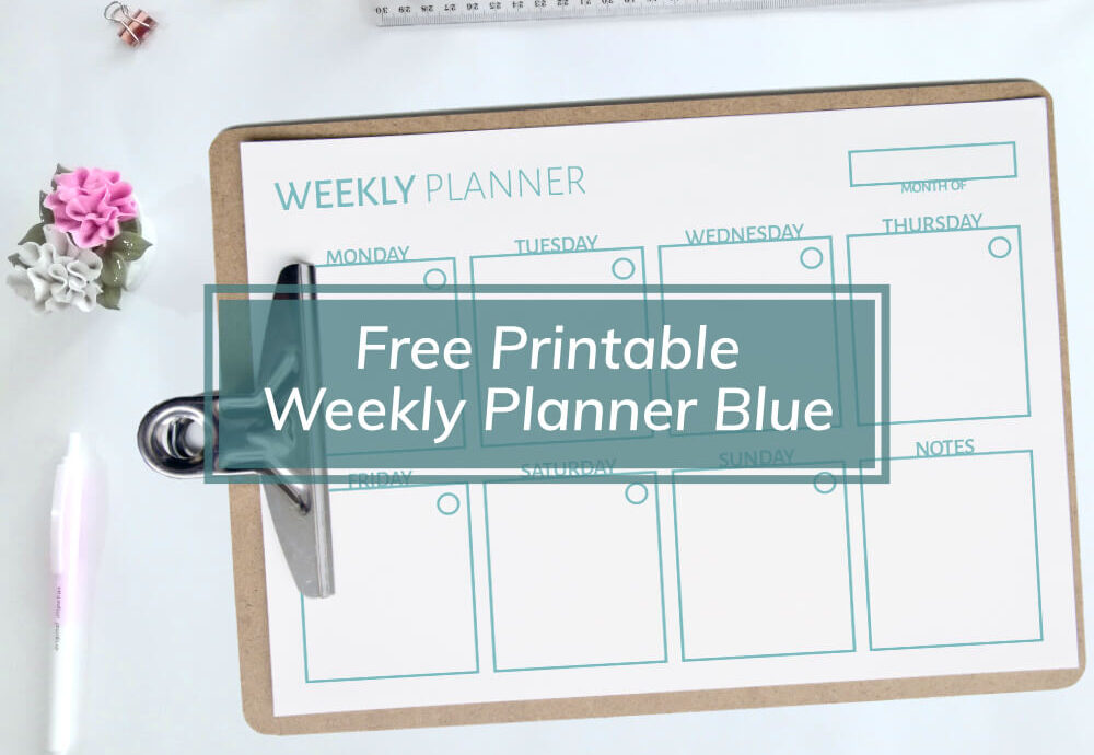 Printable Weekly Planner Blue Free • Mercy Digital Designs
