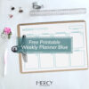 Printable Weekly Planner Blue Free • Mercy Digital Designs