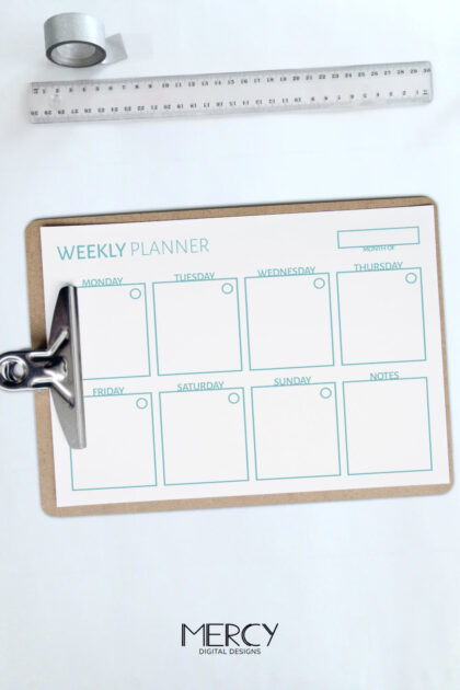 Printable Weekly Planner Blue Free • Mercy Digital Designs