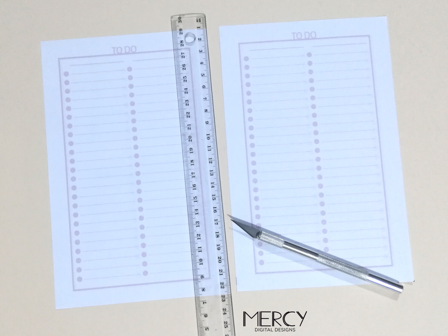 Cut with a paper knife and ruler the Half Letter Pastel To Do List ...