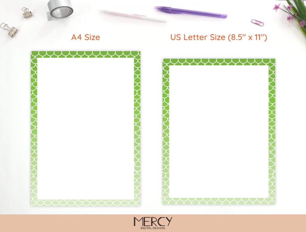 Printable Stationery Borders Paper, Colorful Waves • Mercy Digital Designs