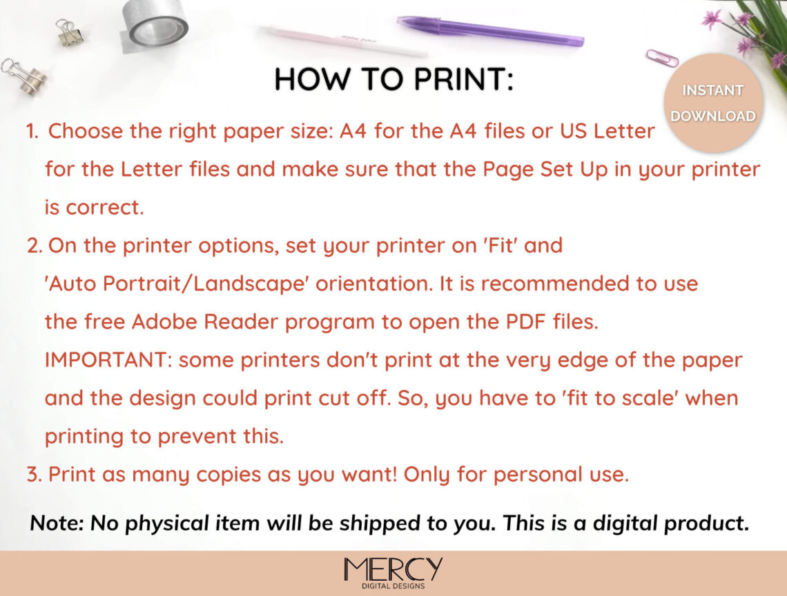 Printable Writing Paper with Borders, Cute Flowers • Mercy Digital Designs