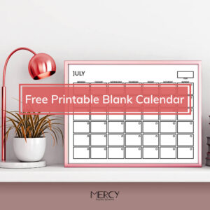 Free Printable Blank Calendar Black and White • Mercy Digital Designs