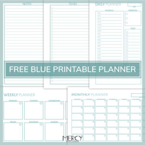 Free Blue Printable Planner • Mercy Digital Designs