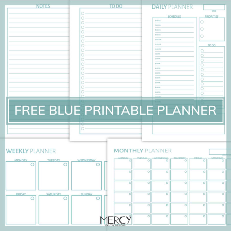 Free Blue Printable Planner • Mercy Digital Designs