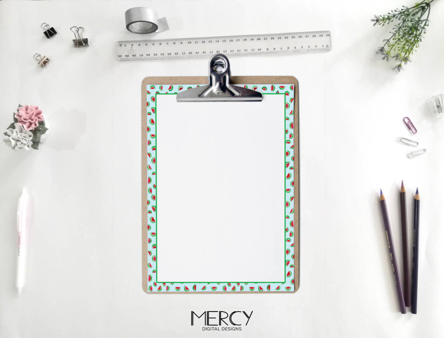 Printable Writing Paper Stationery with Watermelon Pattern • MDD