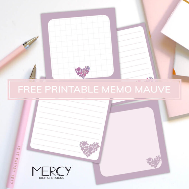 Free Printable Memo Pads Mauve Heart • Mercy Digital Designs