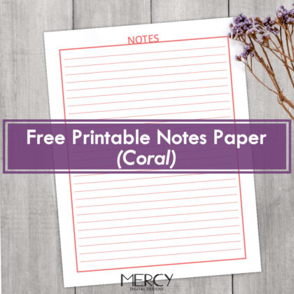 Free Printable Notes Paper in Coral Color • Mercy Digital Designs