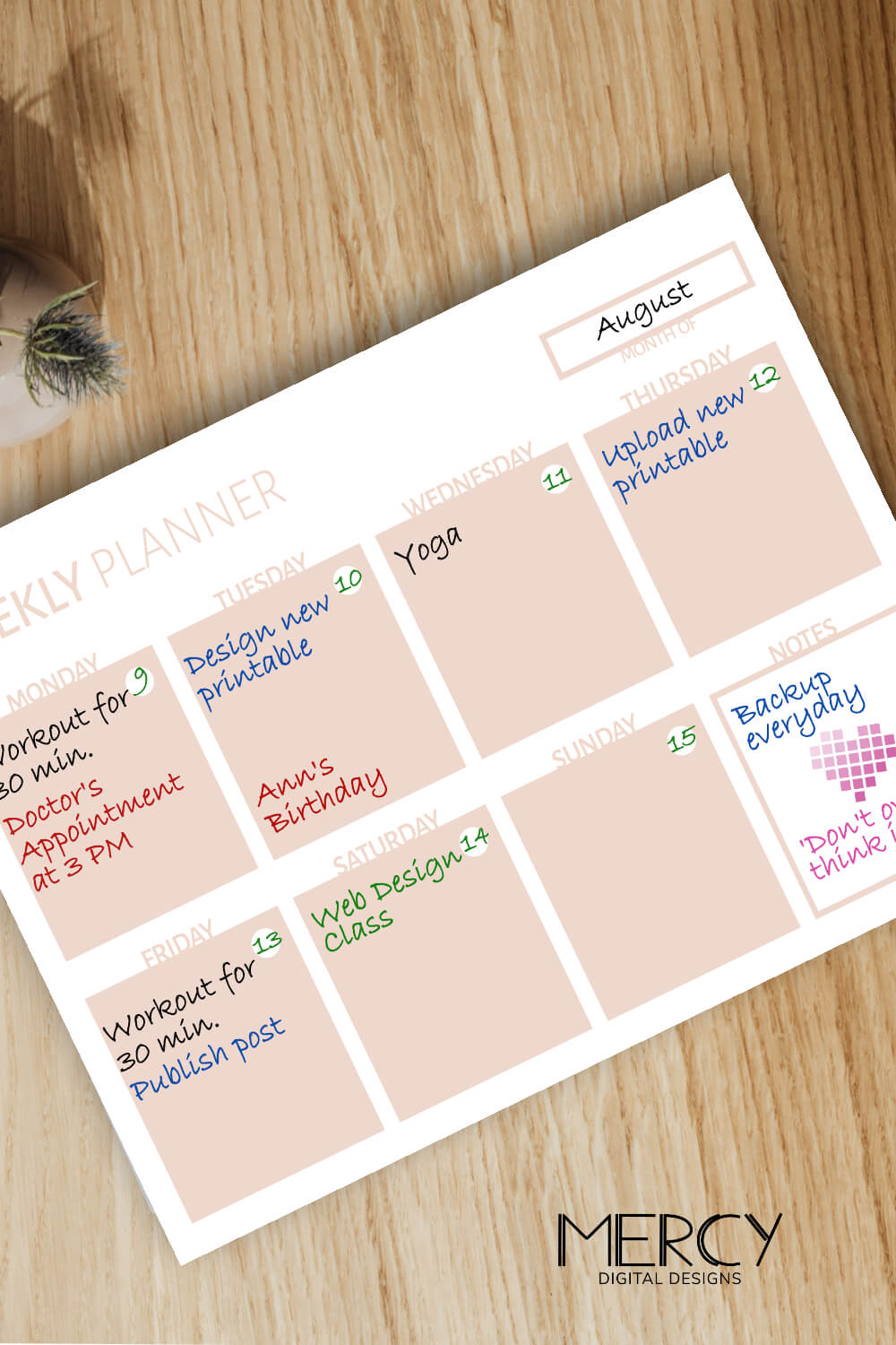 How to Use a Weekly Planner • Mercy Digital Designs