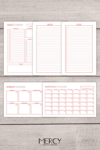 Free Coral Printable Planner • Mercy Digital Designs