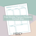 Free Printable Weekly Planner Vertical in Cute Blue • MDD