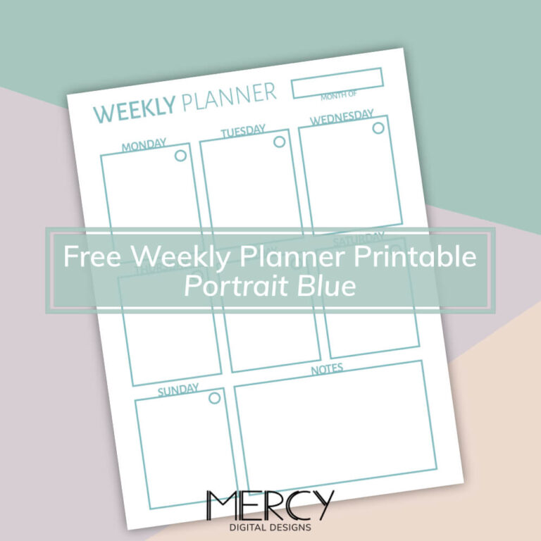 Free Printable Weekly Planner Vertical in Cute Blue • MDD