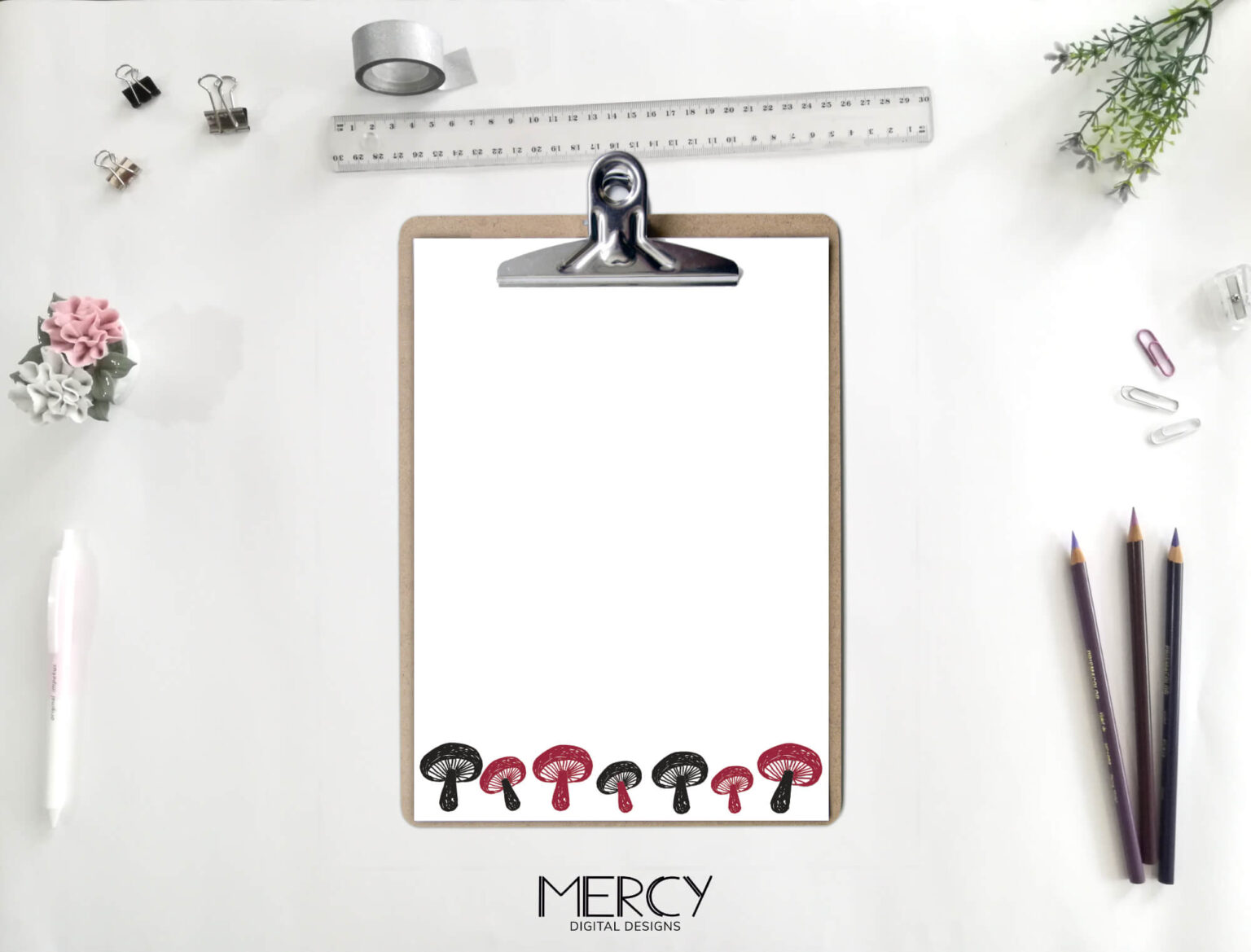 Mushroom Writing Paper Printable • Mercy Digital Designs