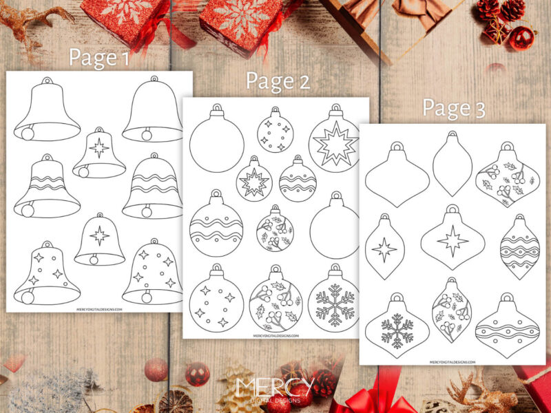 Printable Christmas Decorations to Color • Mercy Digital Designs