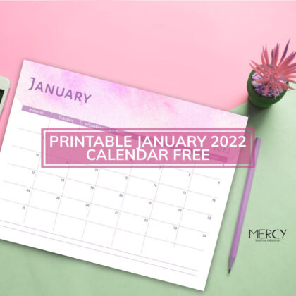 Printable January 2022 Calendar Free • Mercy Digital Designs