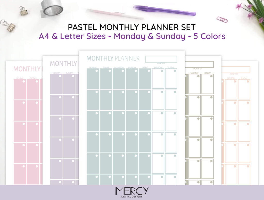Printable Life Planner Pastel, Essentials Bundle • Mercy Digital Designs