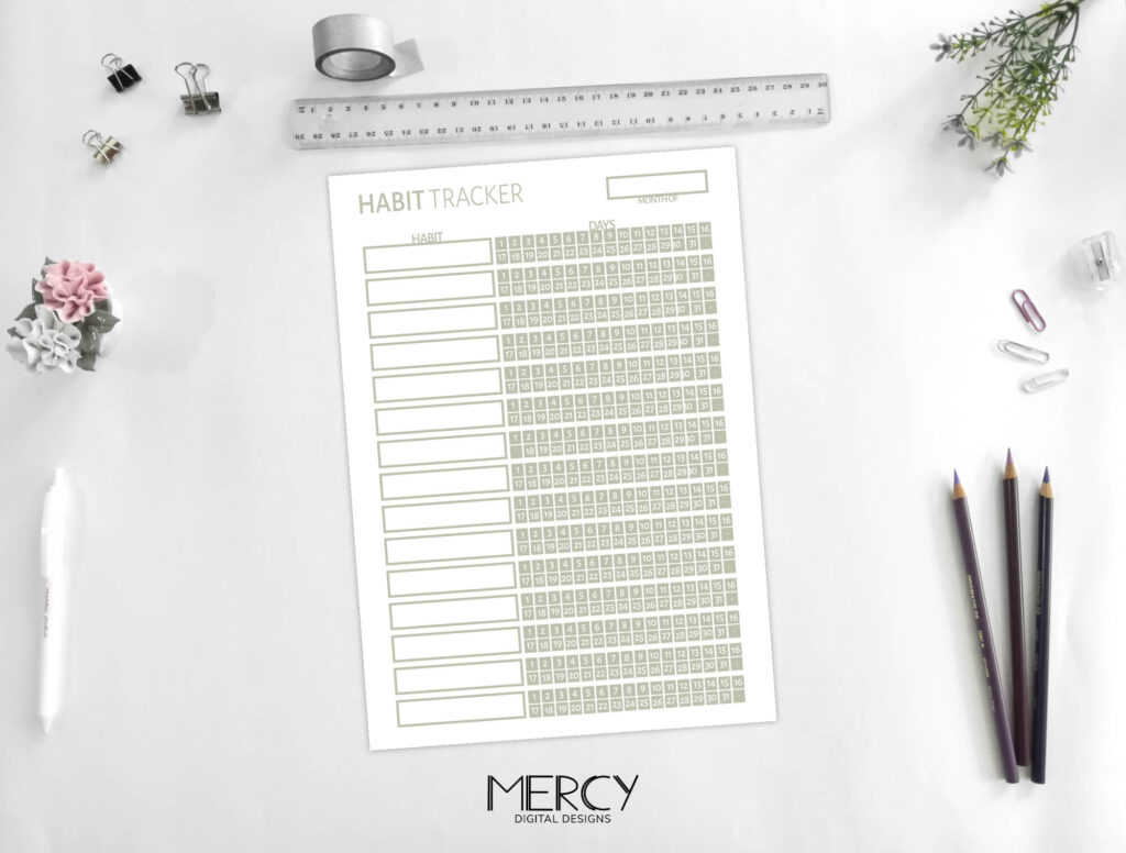Printable Habit Tracker Pastel in A4 and US Letter • Mercy Digital Designs