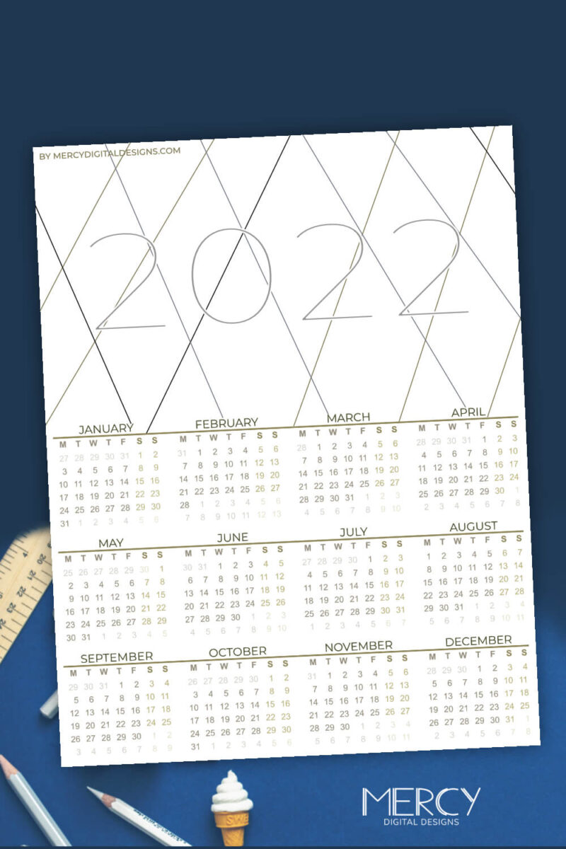 Yearly Calendar Printable Free • Mercy Digital Designs