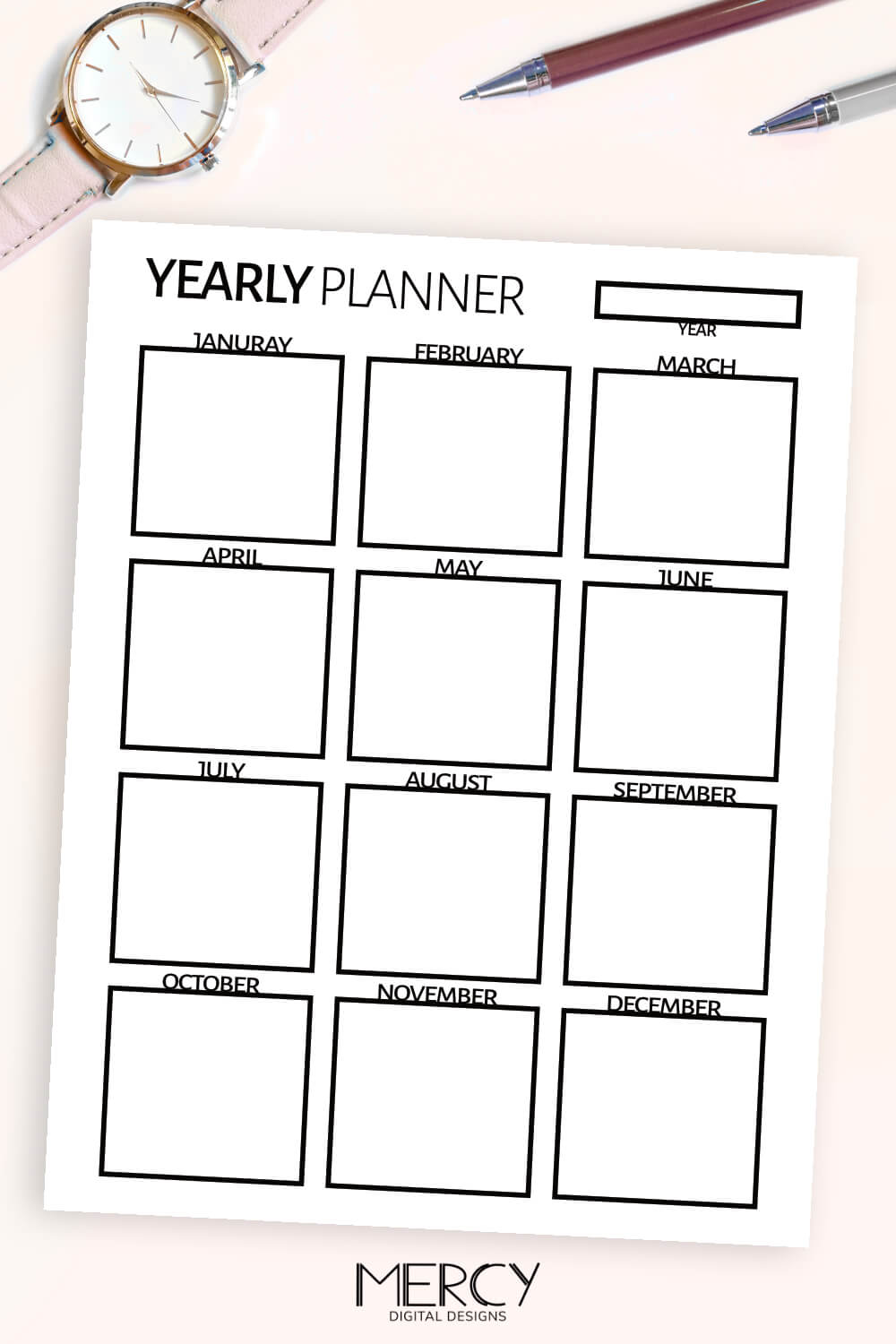 Yearly Planner Printable Free • Mercy Digital Designs