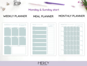 Blue Printable Planner Bundle, Essentials Pack • Mercy Digital Designs