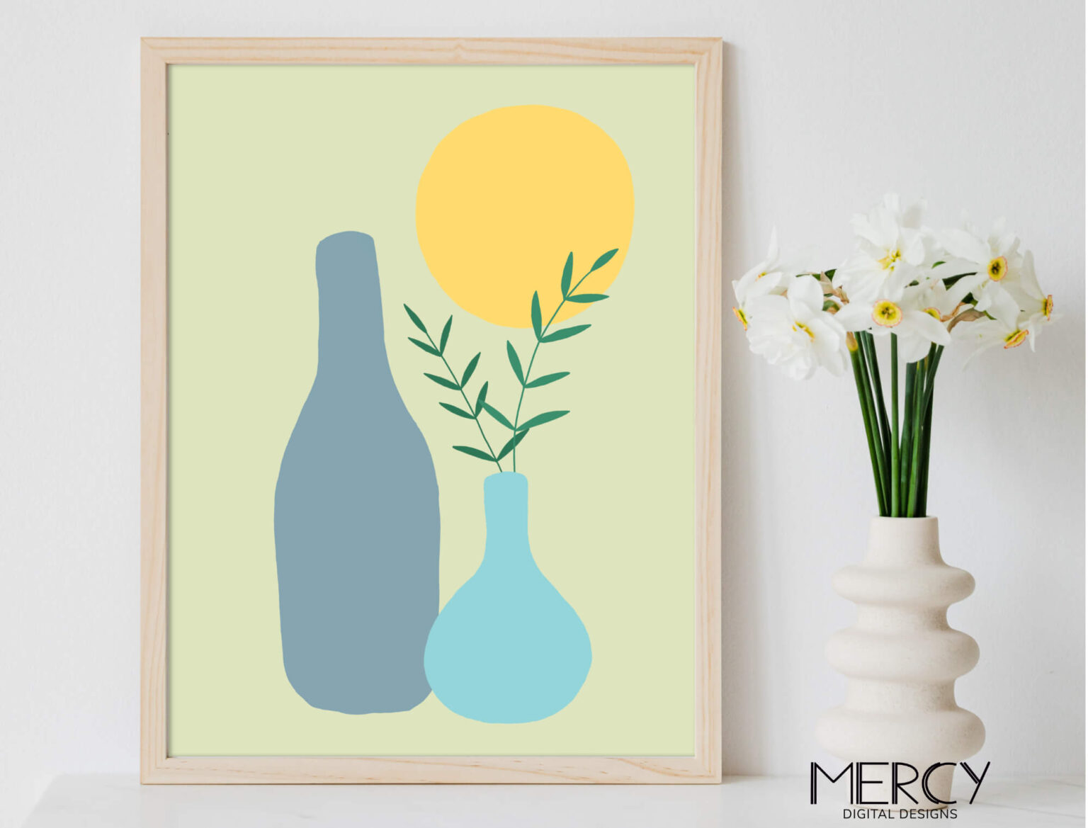 Blue Bottle Art Print Digital • Mercy Digital Designs