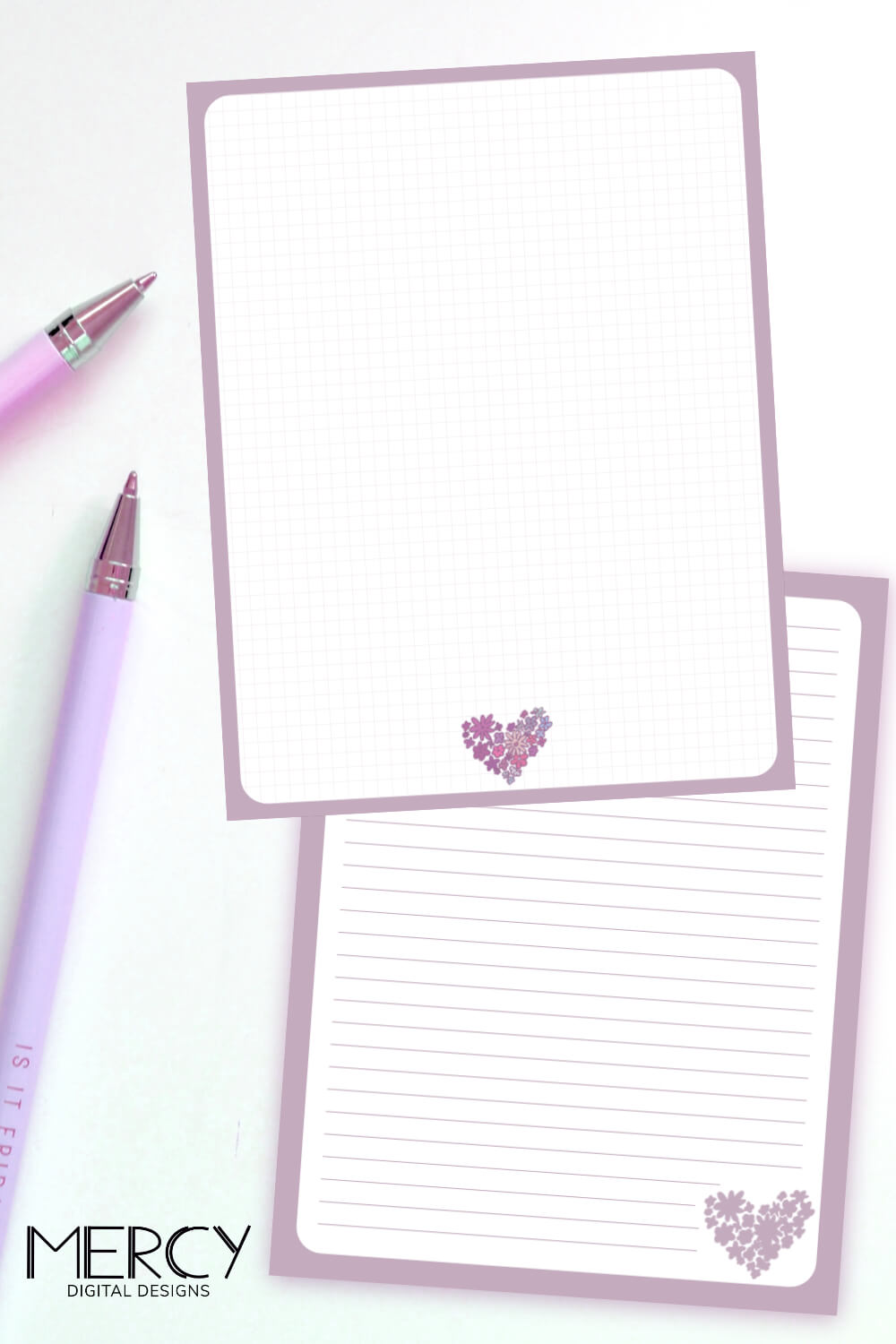 Free Printable Heart Writing Paper • Mercy Digital Designs