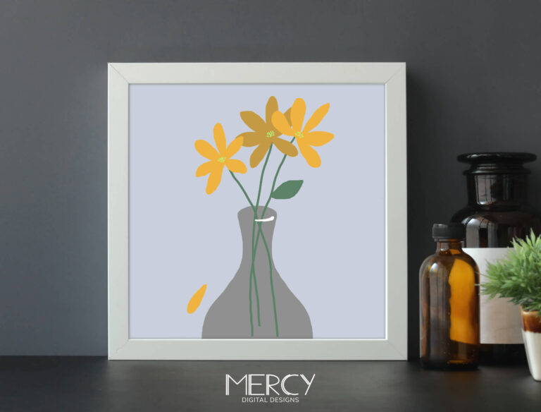 Yellow Flower Wall Art Printable (Minimalist) • Mercy Digital Designs