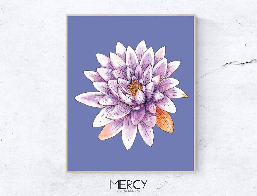 Purple Lotus Flower Wall Art Printable • Mercy Digital Designs