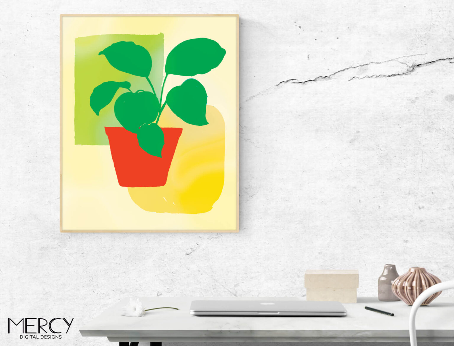 Plant Pot Abstract Wall Art Printable • Mercy Digital Designs