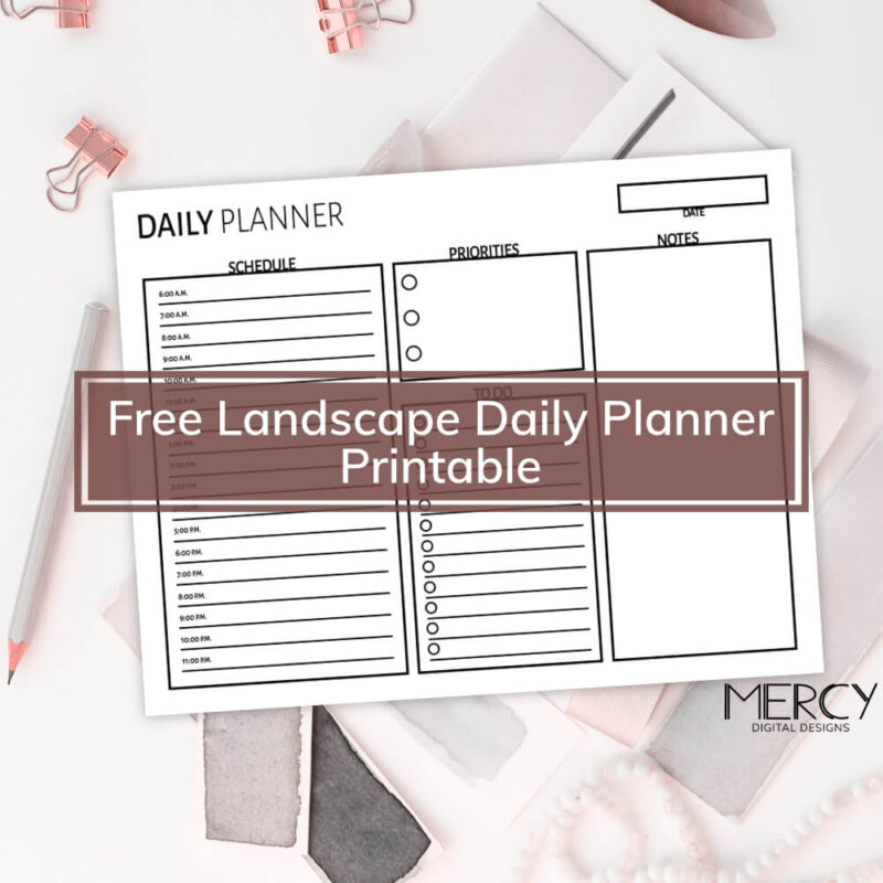 Free Landscape Daily Planner Printable • Mercy Digital Designs
