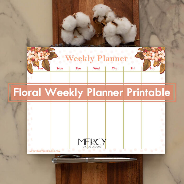 Floral Weekly Planner Printable Free • Mercy Digital Designs