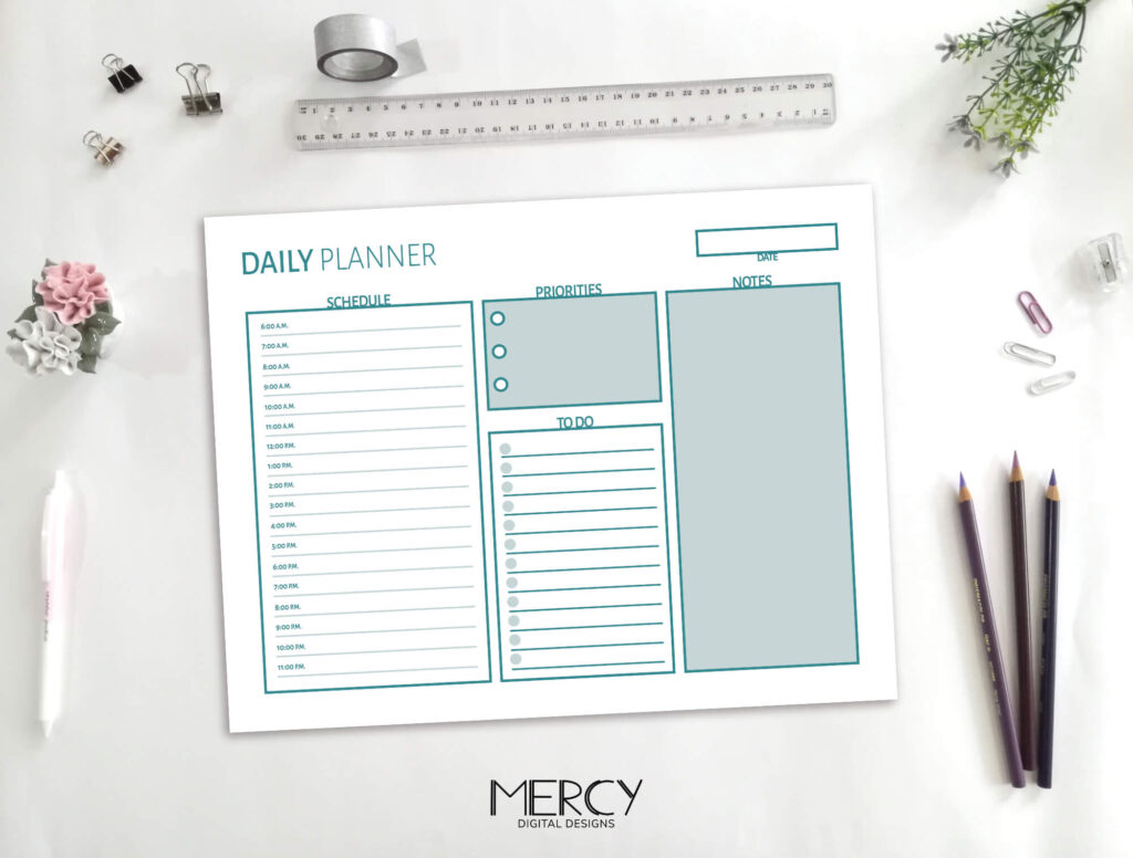 Cute Landscape Daily Planner Printable, A4 and Letter • MDD