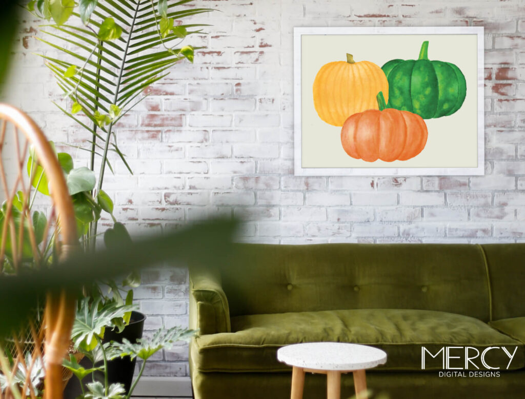 Printable Pumpkins Wall Art (Landscape) • Mercy Digital Designs