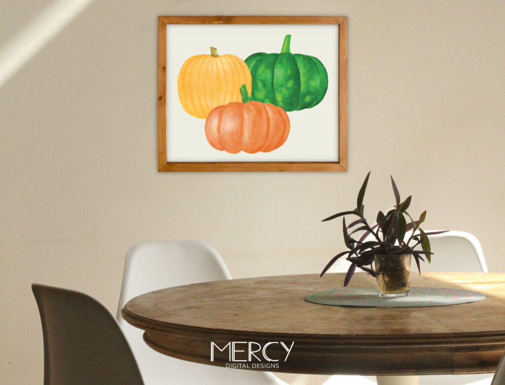 Printable Pumpkins Wall Art (Landscape) • Mercy Digital Designs