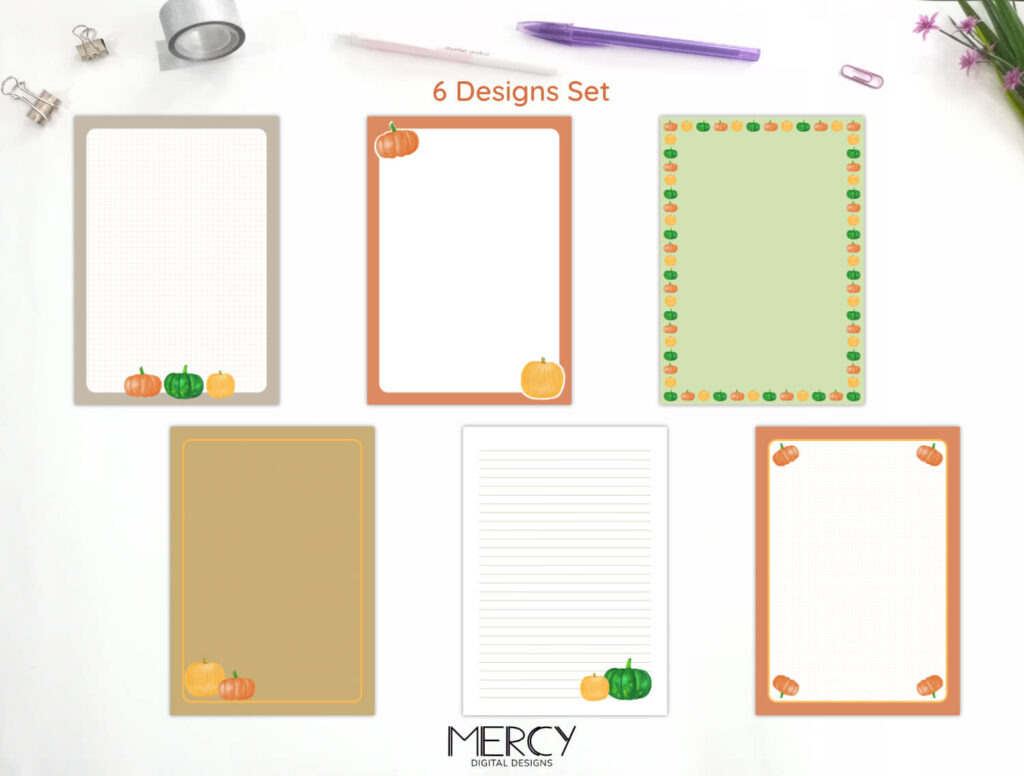 Pumpkin Writing Paper Printable • Mercy Digital Designs