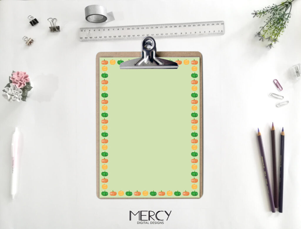 Pumpkin Writing Paper Printable • Mercy Digital Designs