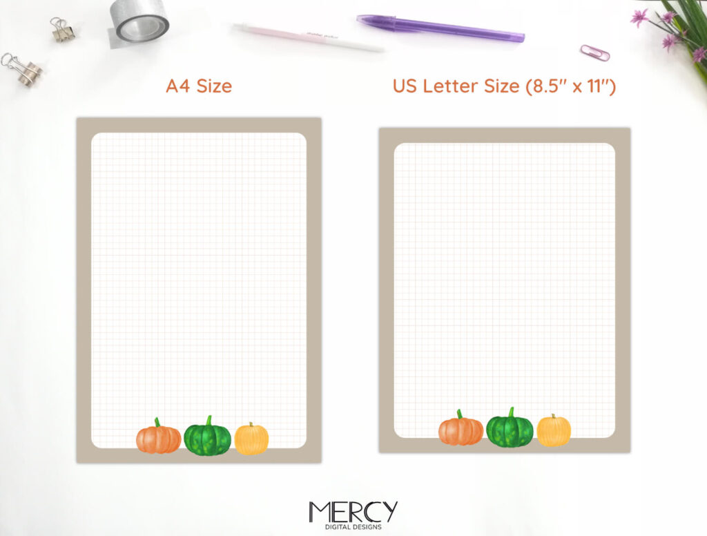 Pumpkin Writing Paper Printable • Mercy Digital Designs